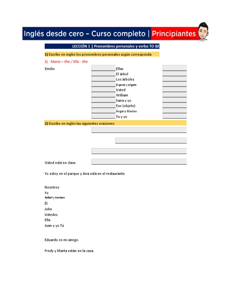 Lección 1 - Pronombres Personales y Verbo To Be | PDF