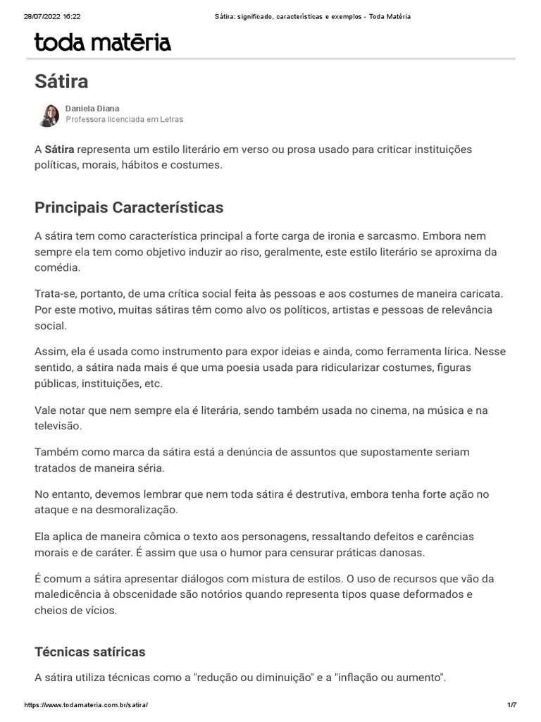 Sátira: Definição e Exemplos | PDF | Sátira