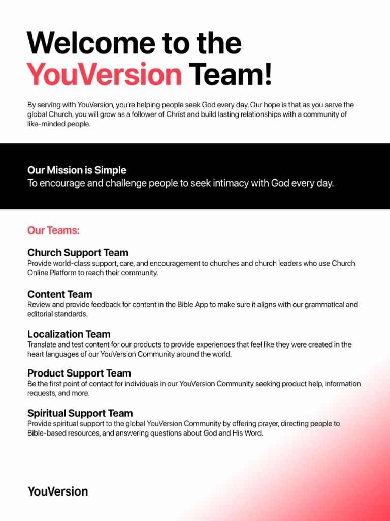 Youversion Volunteer Packet | PDF