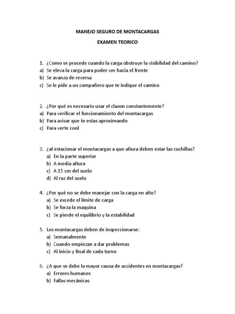 Manejo Seguro de Montacargas | PDF Manejo Seguro de Montacargas | PDF