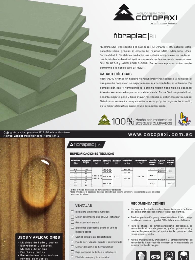 Ficha Tecnica - Madera MDF RH | PDF | Materiales