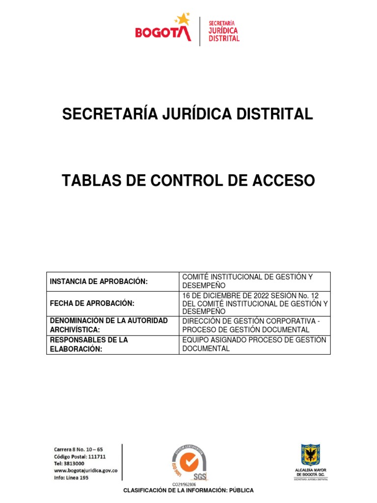 1.4) Tablas de Control de Acceso V3 | PDF | Gestión de registros | Leyes de libertad de ...