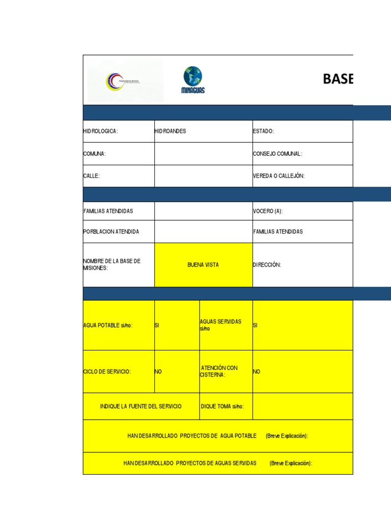 Ficha Base de Misiones Lista | PDF | Agua | Venezuela