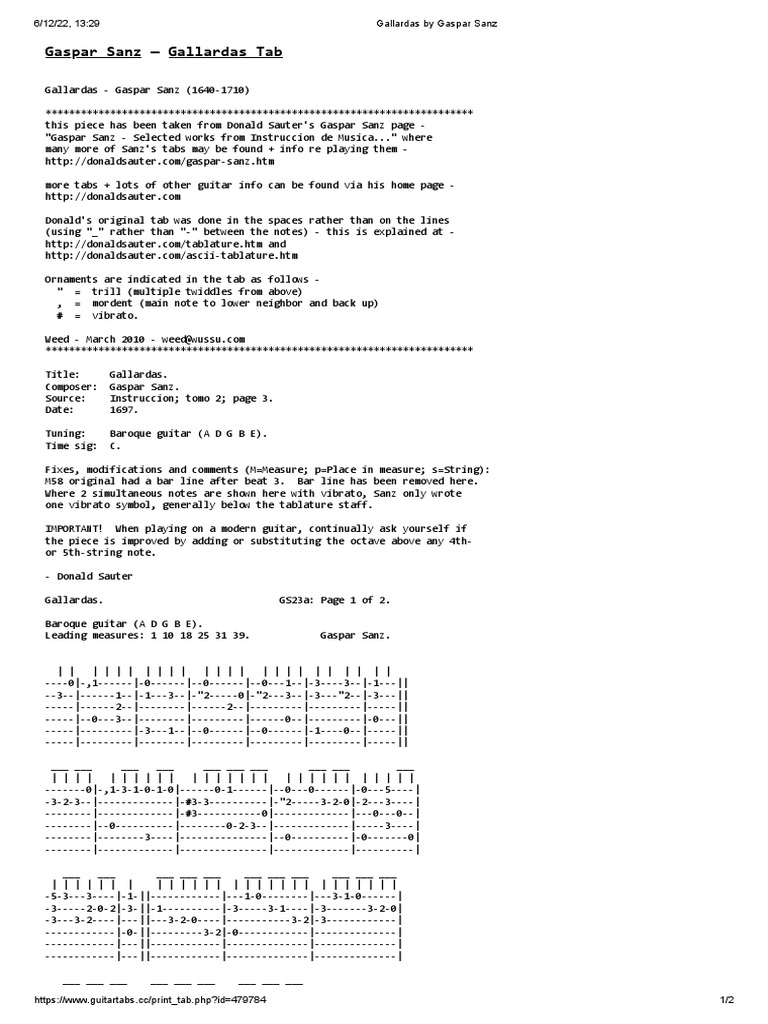Gallardas by Gaspar Sanz | PDF | Musical Techniques | Notation