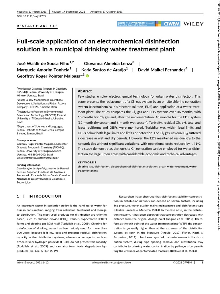 Full Scale Application Of An Electrochemical Disinfection Solution In A Municipal Drinking Water