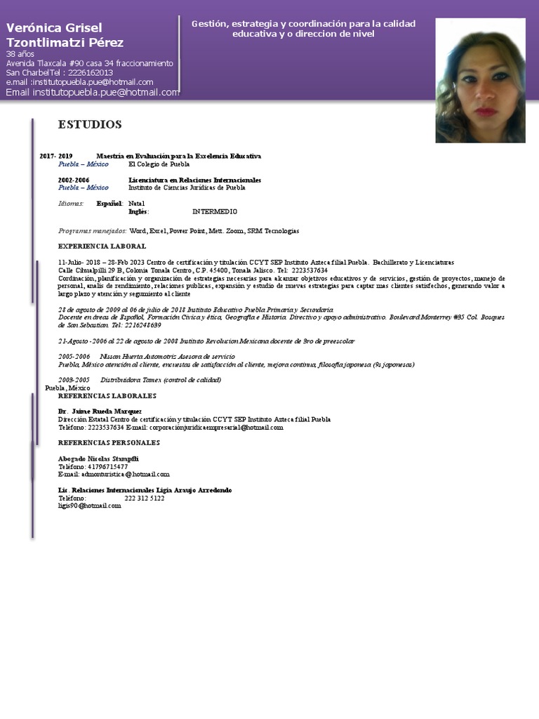 Curriculum Grisel | PDF | Crecimiento personal y profesional