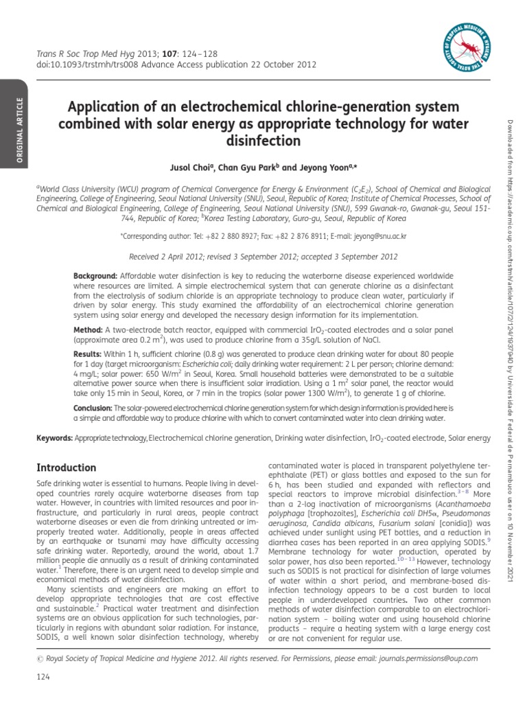Application of An Electrochemical Chlorine-Generation System Combined ...