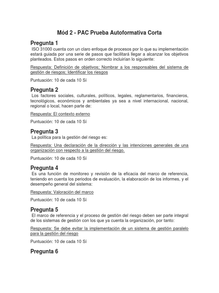 Prueba Autoformativa Corta Pac Modulo 2 | PDF
