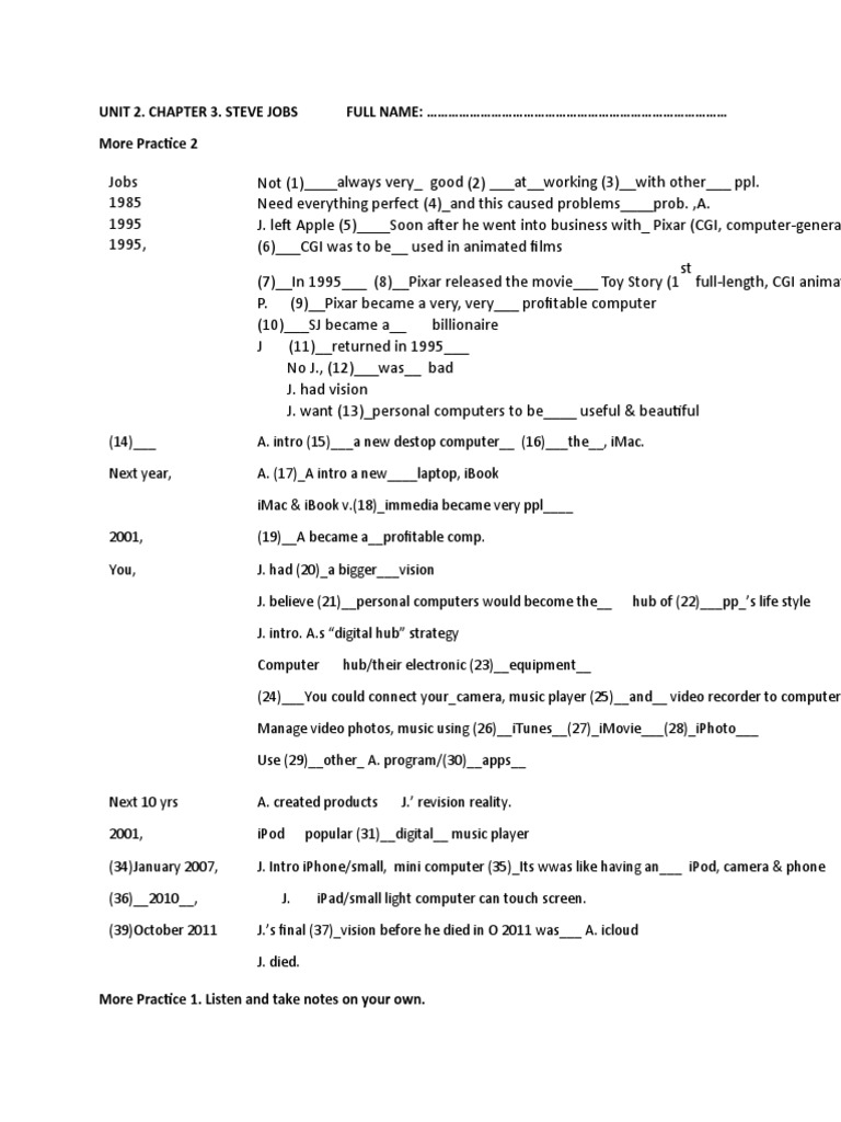 Unit 1 - Chapter 3-Steve Jobs | PDF