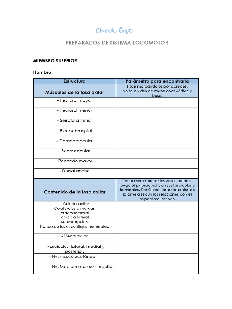 Check List Locomotor | PDF