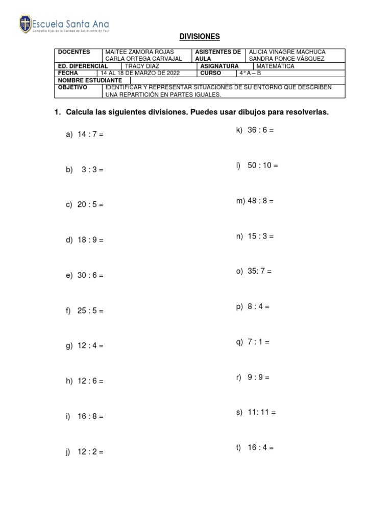 Matemática - Divisiones | PDF