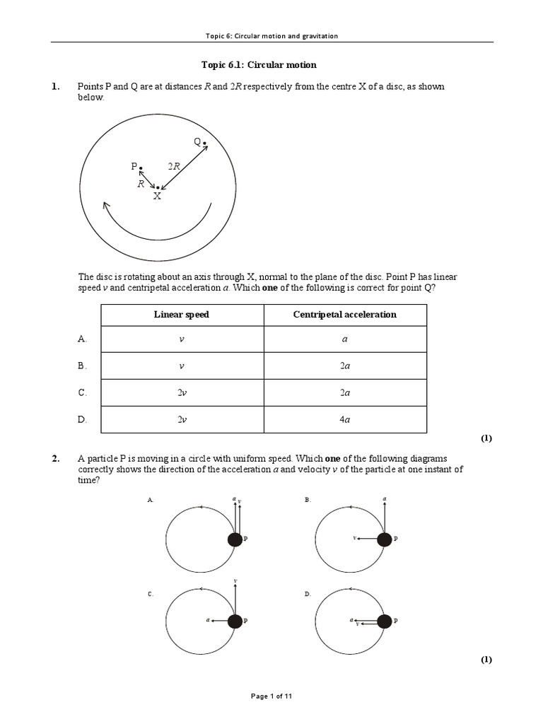 Topic 6 SL HL Questions | Download Free PDF | Force | Acceleration