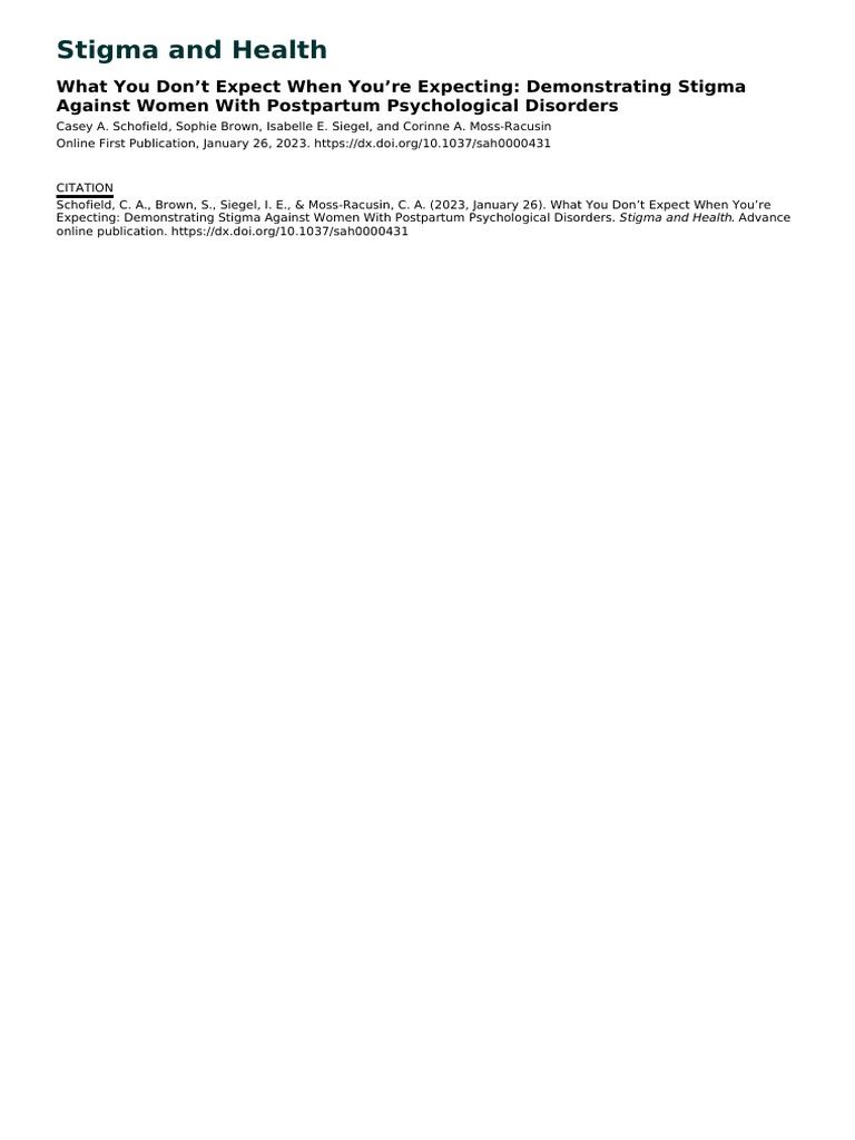 What You Don't Expect When You're Expecting: Demonstrating Stigma ...