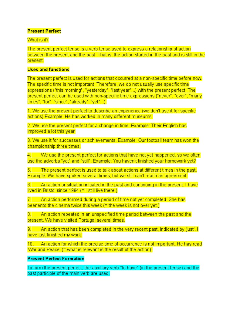 Present Perfect vs. Progressive Tenses | PDF | Perfect (Grammar) | Verb