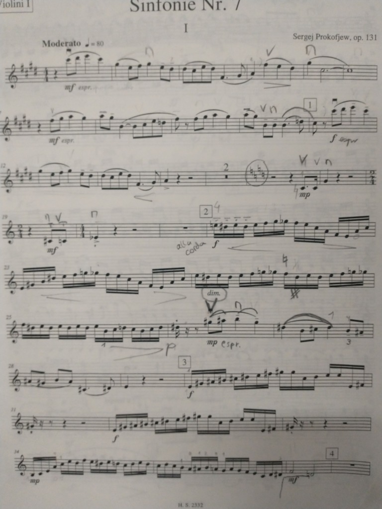 Prokofiev Symphoni No.7 1st Violin Part | PDF