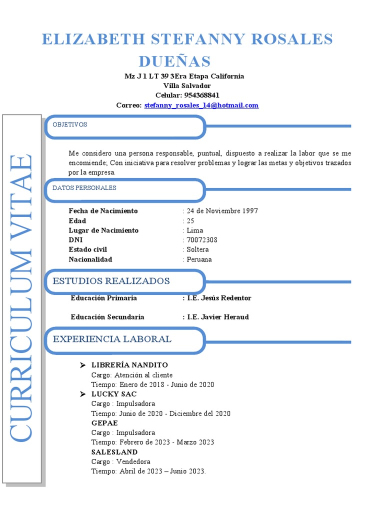 CV Elizabeth Rosales 2023 | PDF