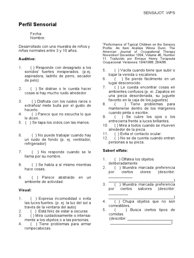 Perfil Sensorial | PDF