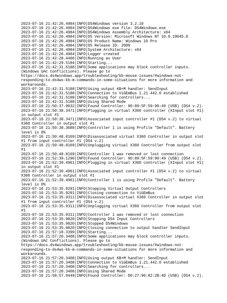 DS4Windows Controller Log | PDF | Microsoft Windows | Software