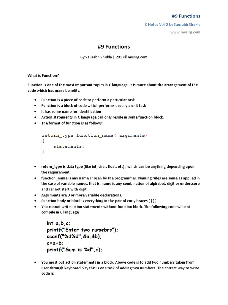 #9 Functions | PDF | Parameter (Computer Programming) | Variable ... #9 Functions | PDF | Parameter (Computer Programming) | Variable ...
