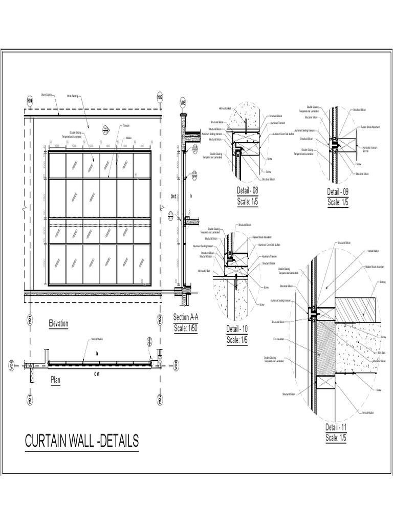 Sheet D Curtain Wall Details | PDF | Dielectric | Glass Applications