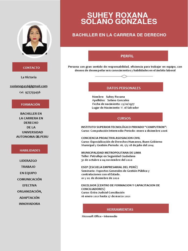 CV Solano Agosto 2023 | PDF | Lima | Perú