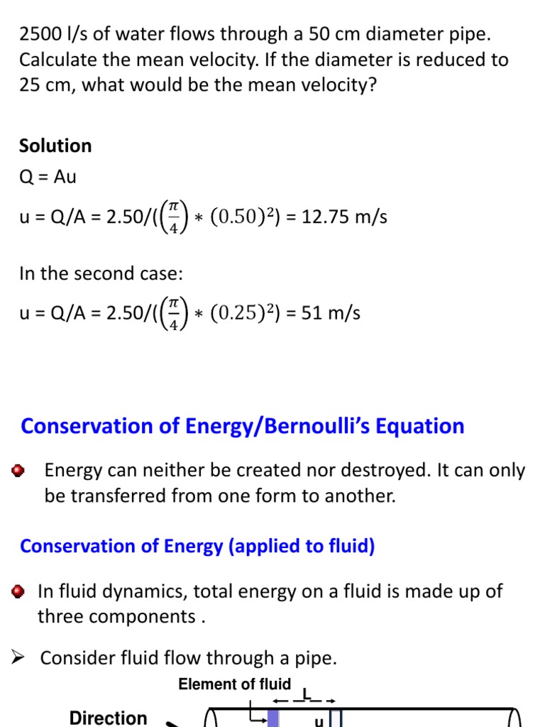 2 Fluid Conservation of Energy Bernoulli's Equation 2020 21 | PDF ...