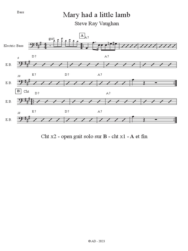 Mary had a little lamb - Bass | PDF