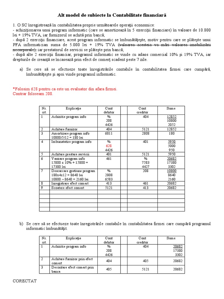 Model de Subiecte La Contabilitate Financiară - 3 | PDF
