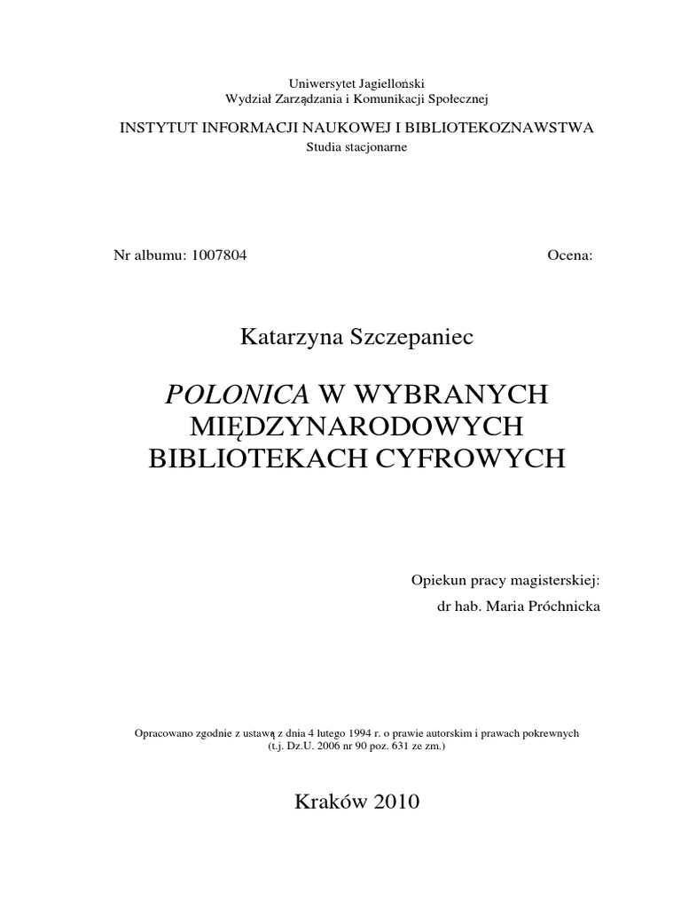 Praca Magisterska | PDF