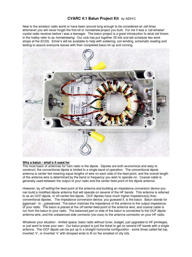 Balun Intro and Construction 1 | PDF | Electrical Connector | Antenna (Radio)