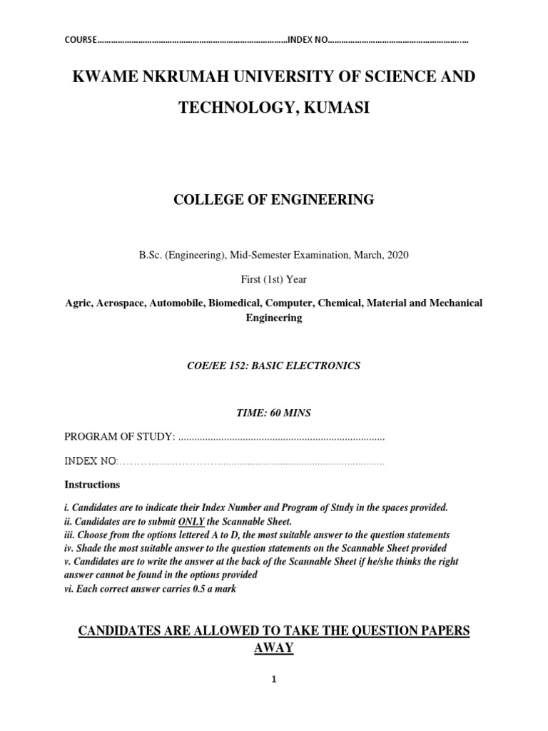 Basic Electronics March 2020 | PDF