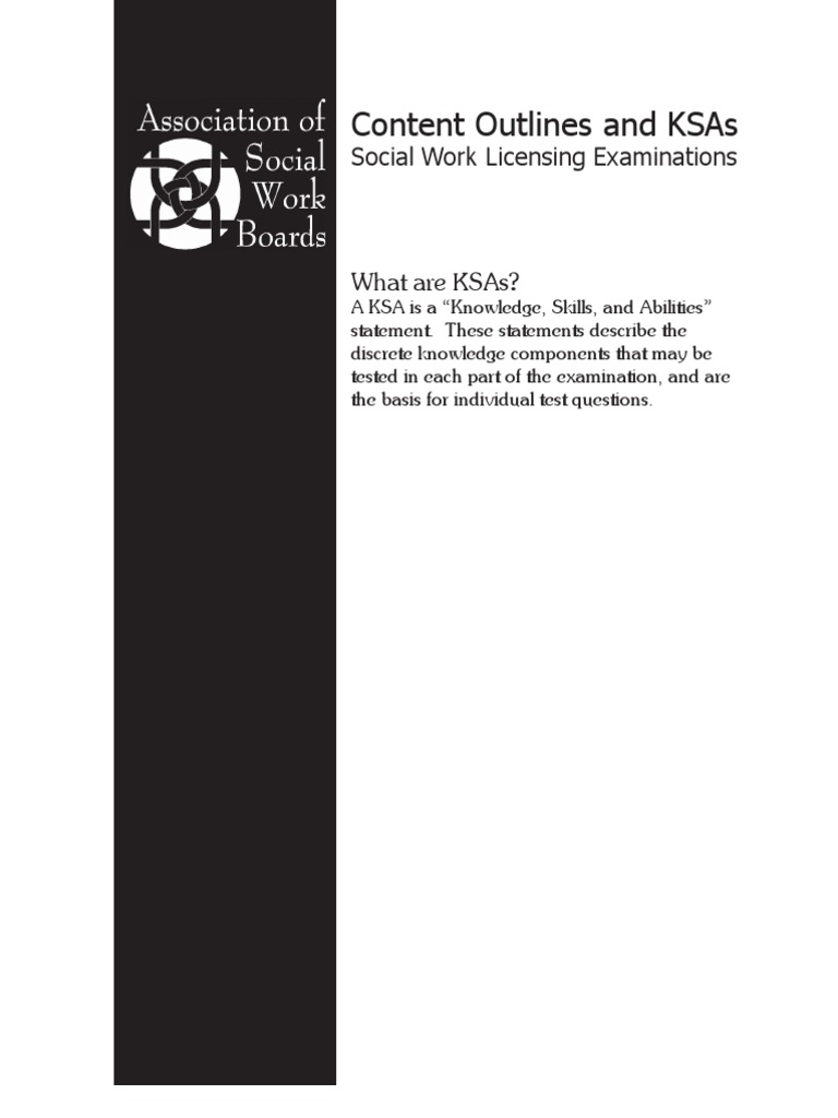 Content Outlines and Ksas: Social Work Licensing Examinations | PDF ...