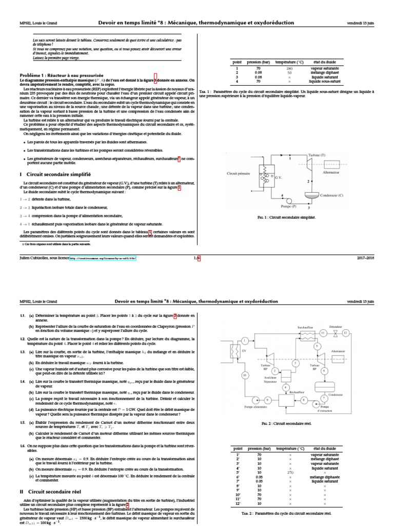DS08 Kepler Thermo Redox Enonce | PDF
