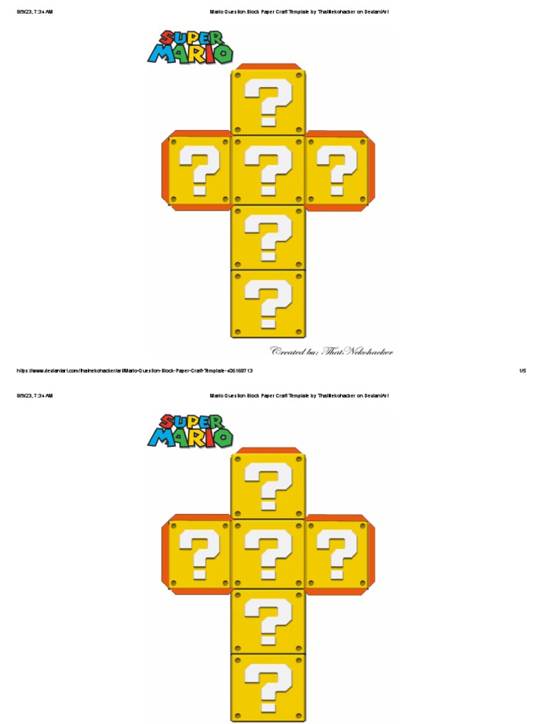 Mario Lucky Block Papercarft | PDF | Mario | Nintendo
