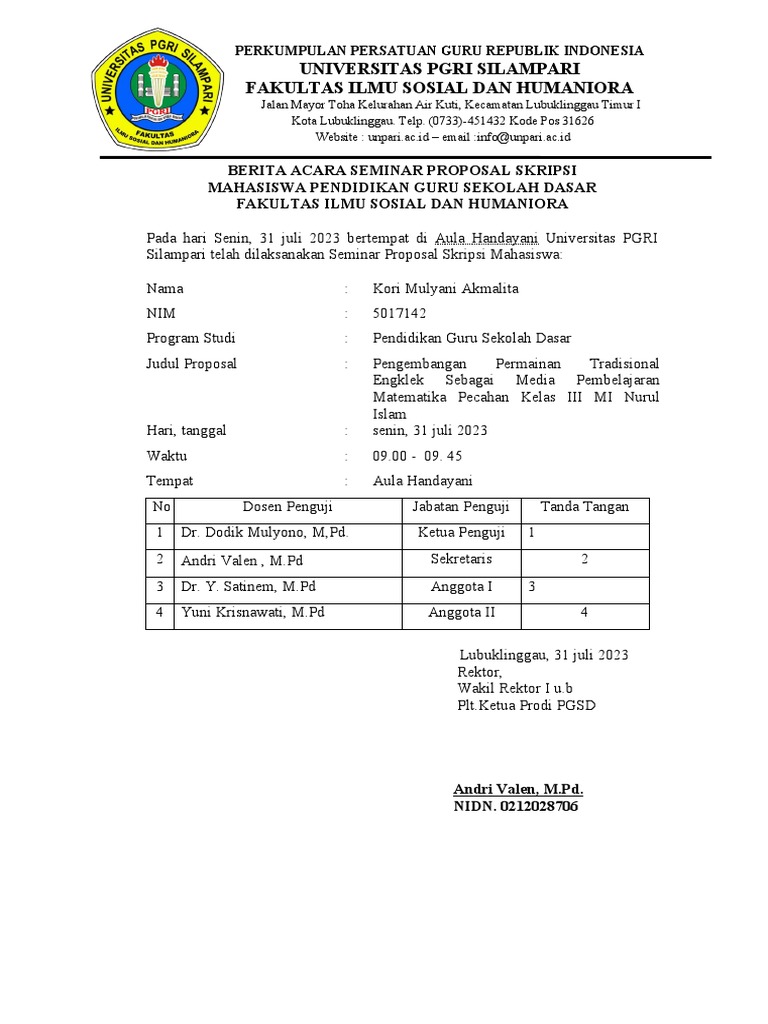 Seminar Proposal Skripsi PGSD 2023 | PDF | Karier & Perkembangan ...