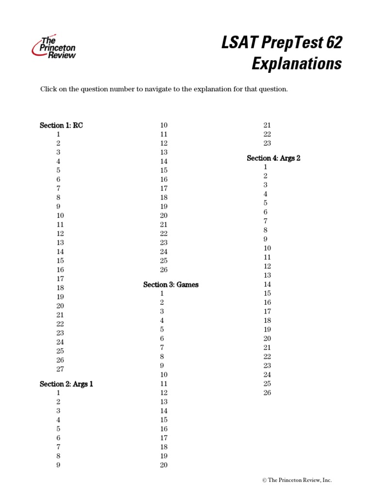 LSAT PrepTest 62 Explanations | PDF