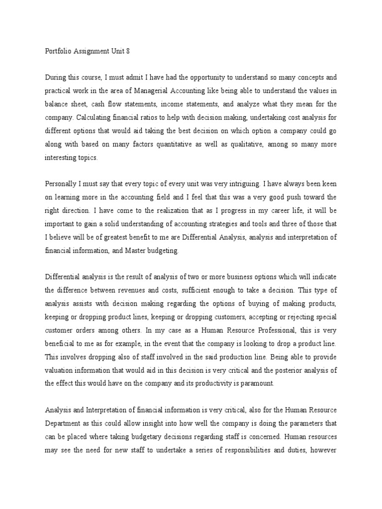 Portfolio Assignment Unit 8 | PDF | Valuation (Finance) | Business