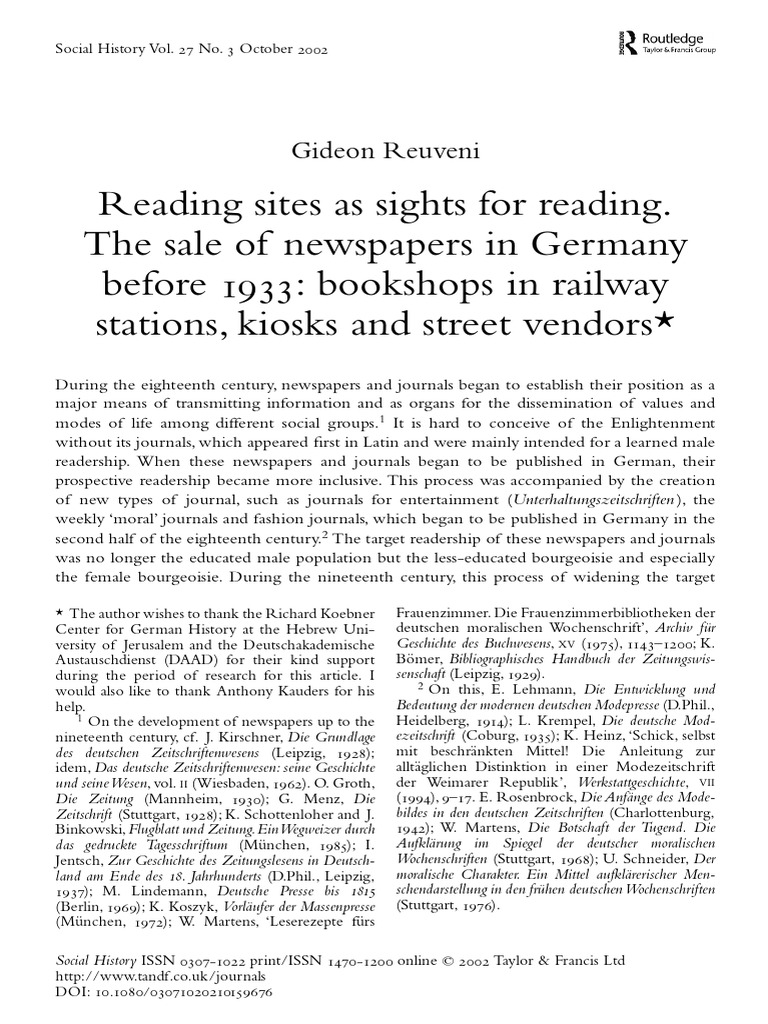 Reuveni-Reading in Germany | PDF | Newspapers | Subscription Business Model