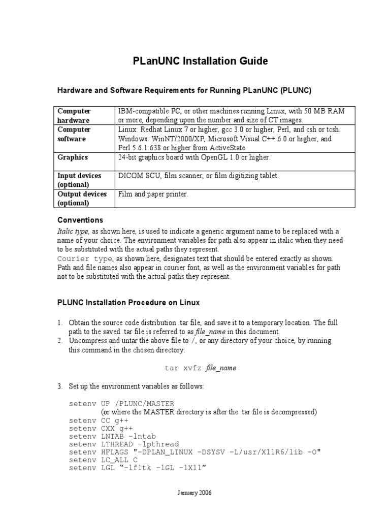 PLUNC Installation Guide | PDF