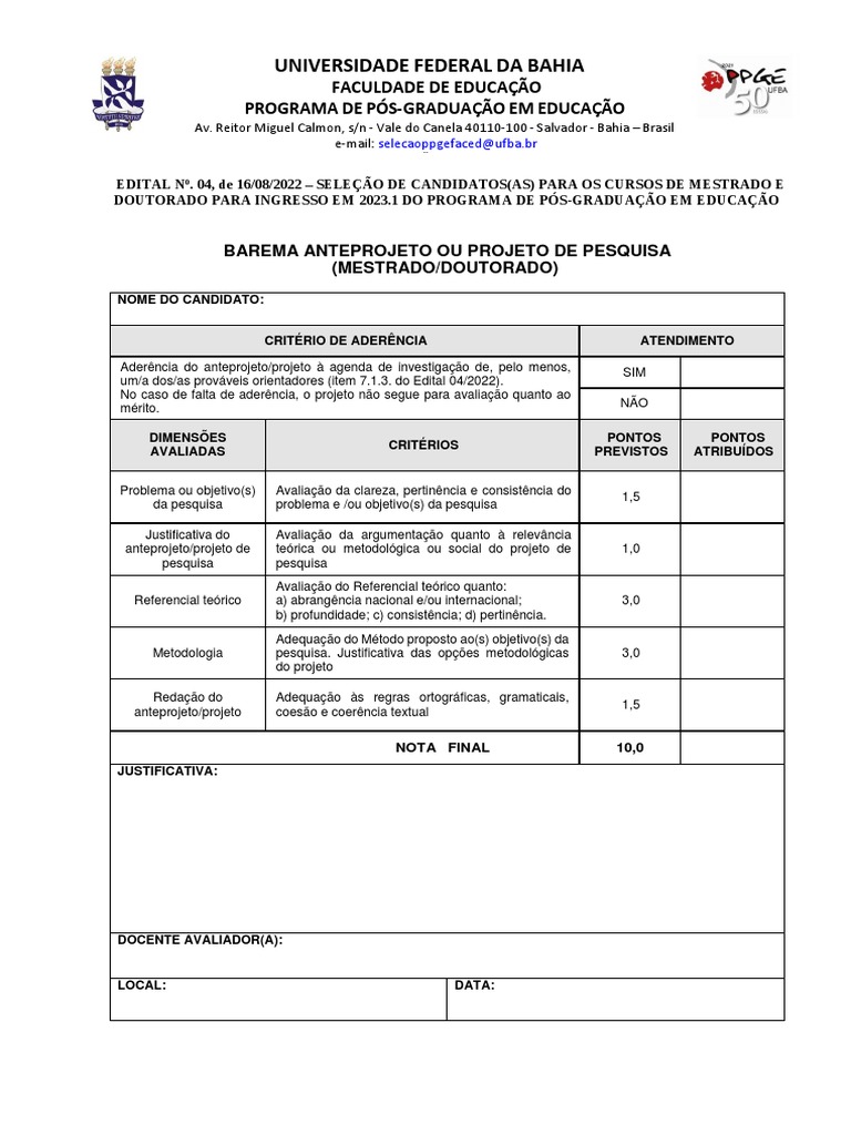 Barema | PDF | Mestrado | Pós-graduação