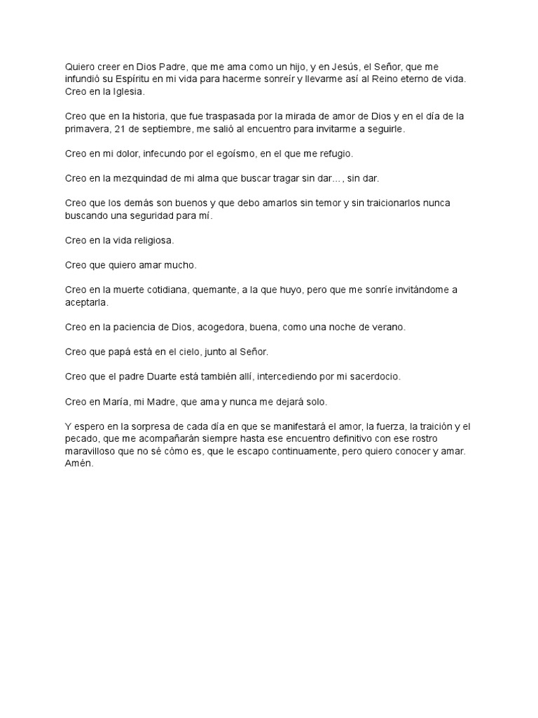 Credo de fe y esperanza en Dios | PDF | Religión y espiritualidad