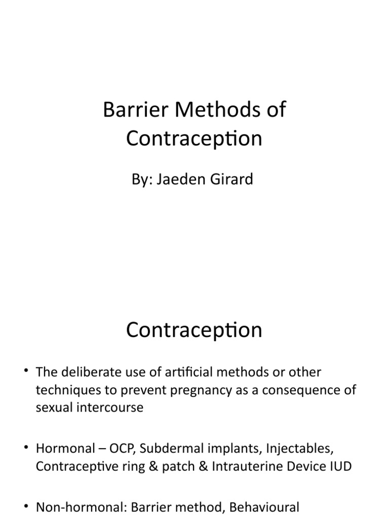 Barrier Methods of Contraception | PDF | Birth Control | Safe Sex