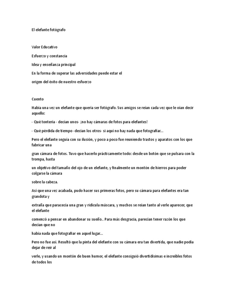 Elefante Fotógrafo: Superando Adversidades | PDF | Poesía
