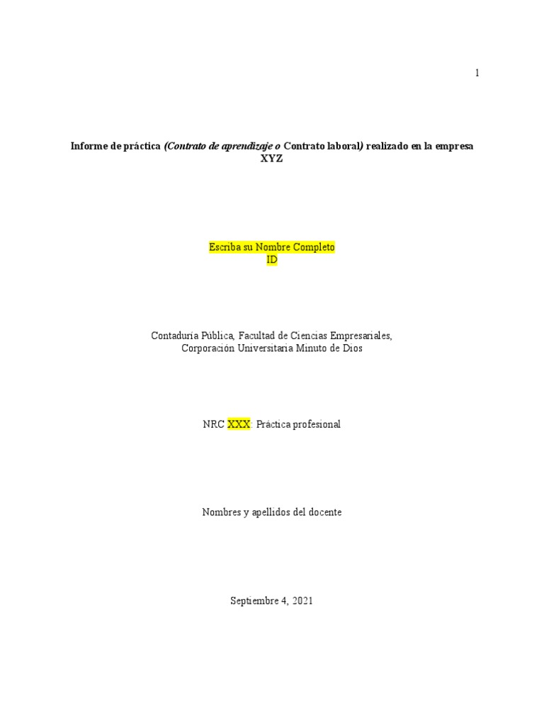 Formato Practica Profesional 2020 50 Descargar Gratis Pdf