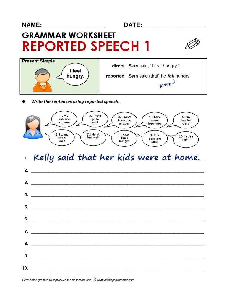 Reported Speech (Present Simple To Past Simple) | PDF