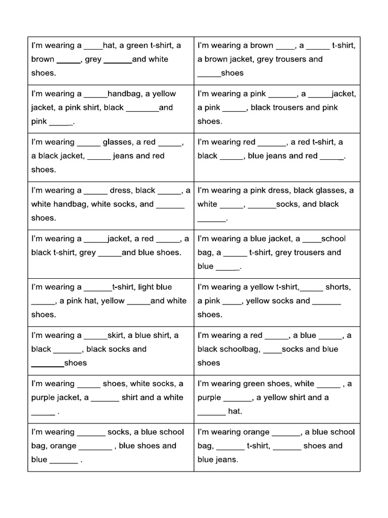 Clothes Information Gap | PDF