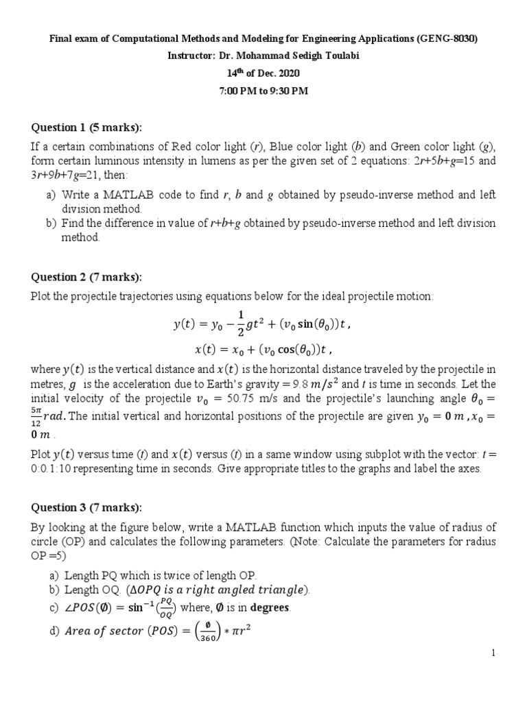 Final Exam-14122020 | PDF | Mechanics | Motion (Physics)
