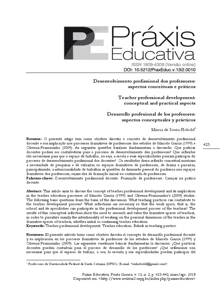 Hobold - Desenvolvimento Profissional - Aspectos Conceptuais e Práticos ...