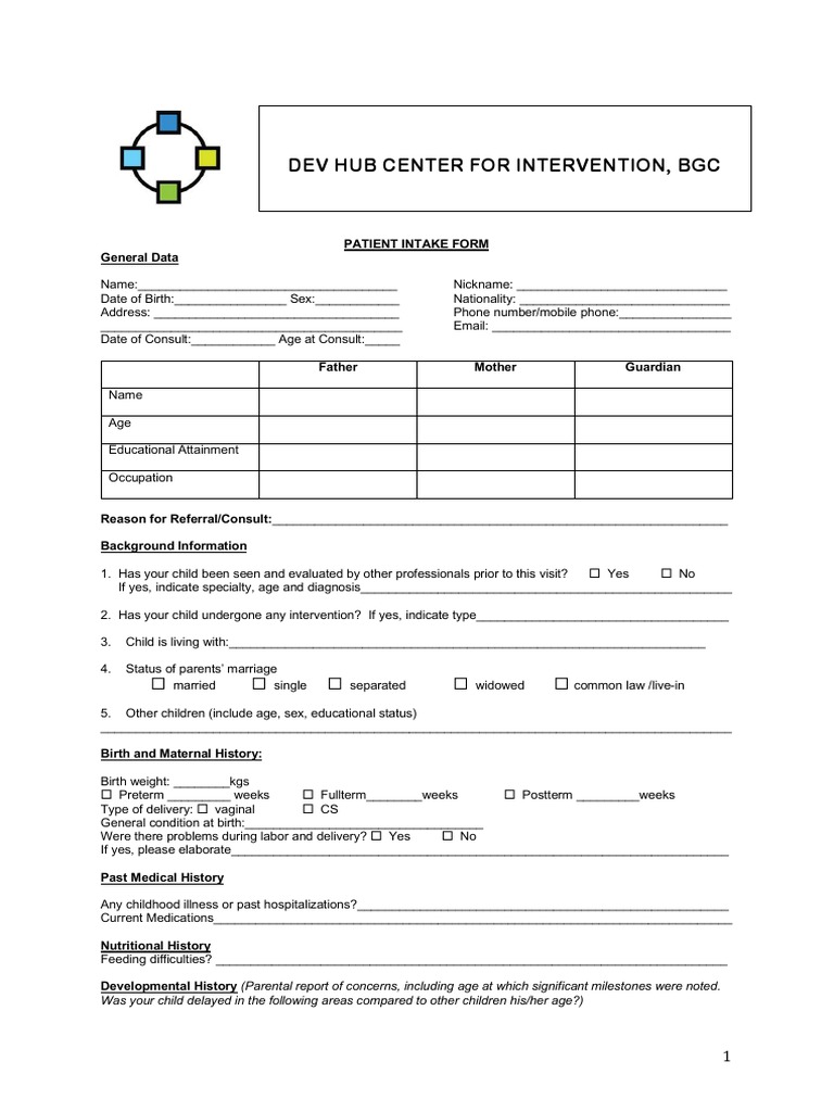Dev Hub Patient Intake Form | PDF