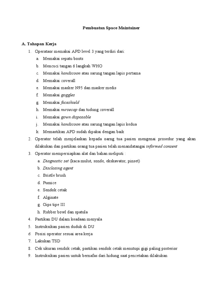 Pembuatan Space Maintainer | PDF